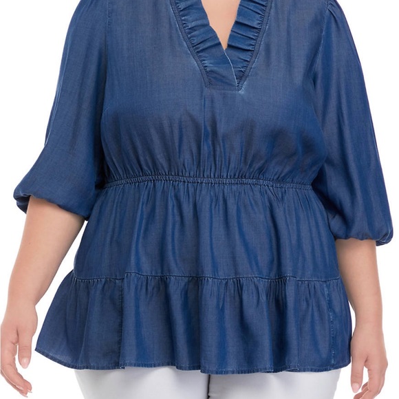 crown & ivy | Tops | Nwt Crown Ivy Ruffled Vnecklace Tiered Blouse With ...